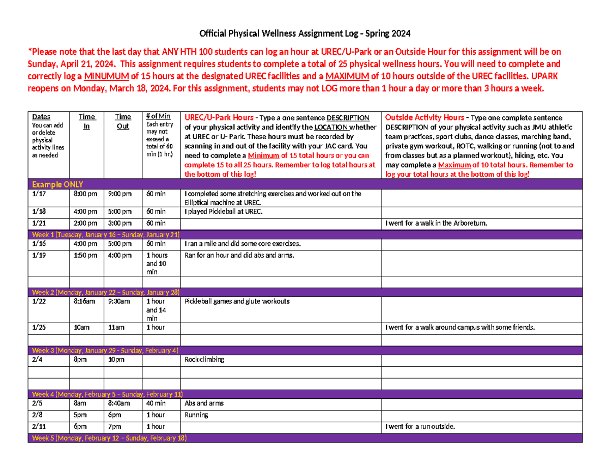Spring 2024-Physical-Wellness-log - Official Physical Wellness ...