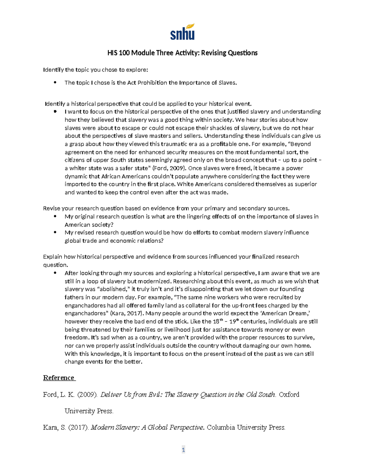HIS100 Module Three Activity Revising Questions - HIS 100 Module Three ...
