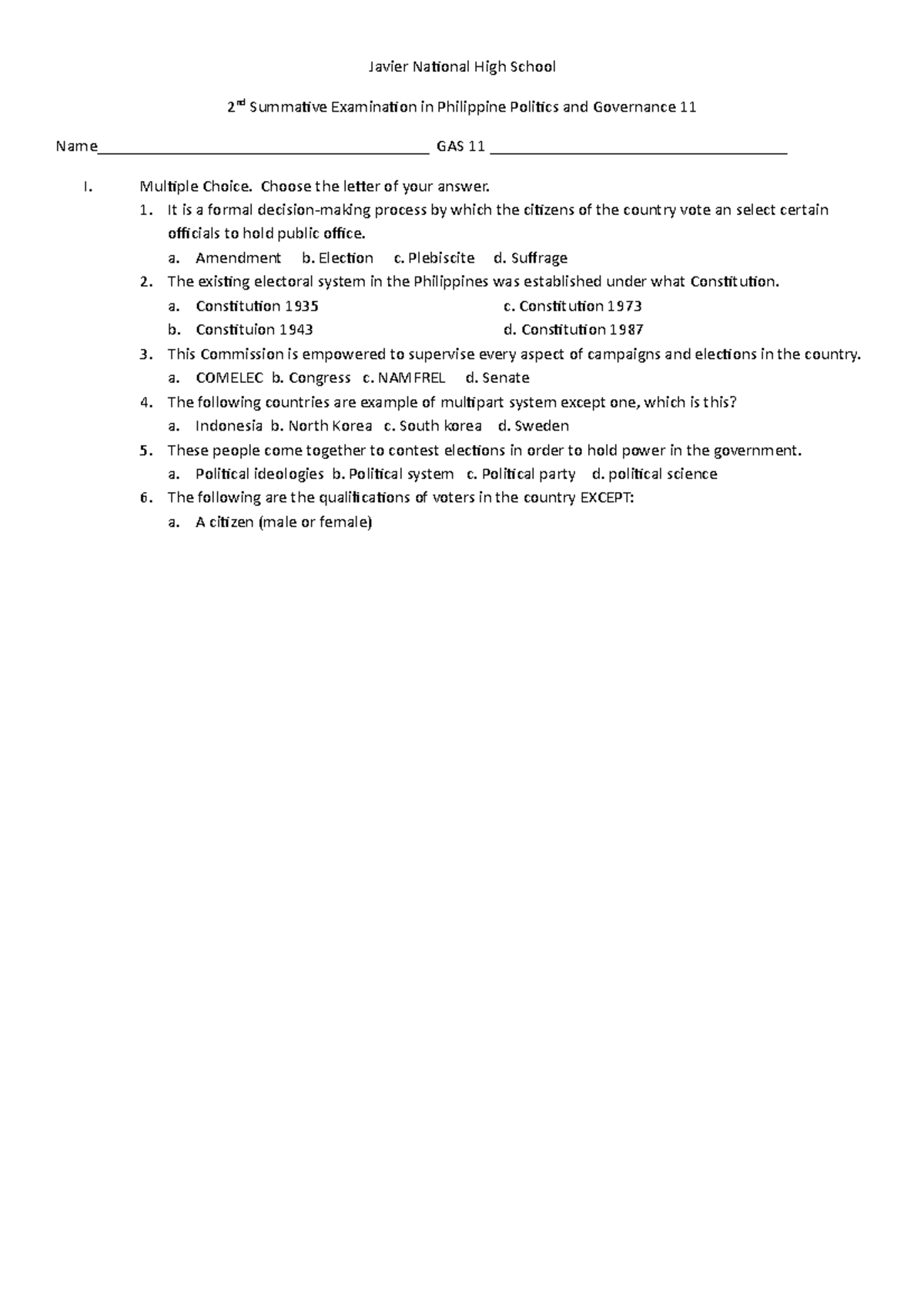 Finals Summative PPG - asdfsdfasdfs - Javier National High School 2 nd ...