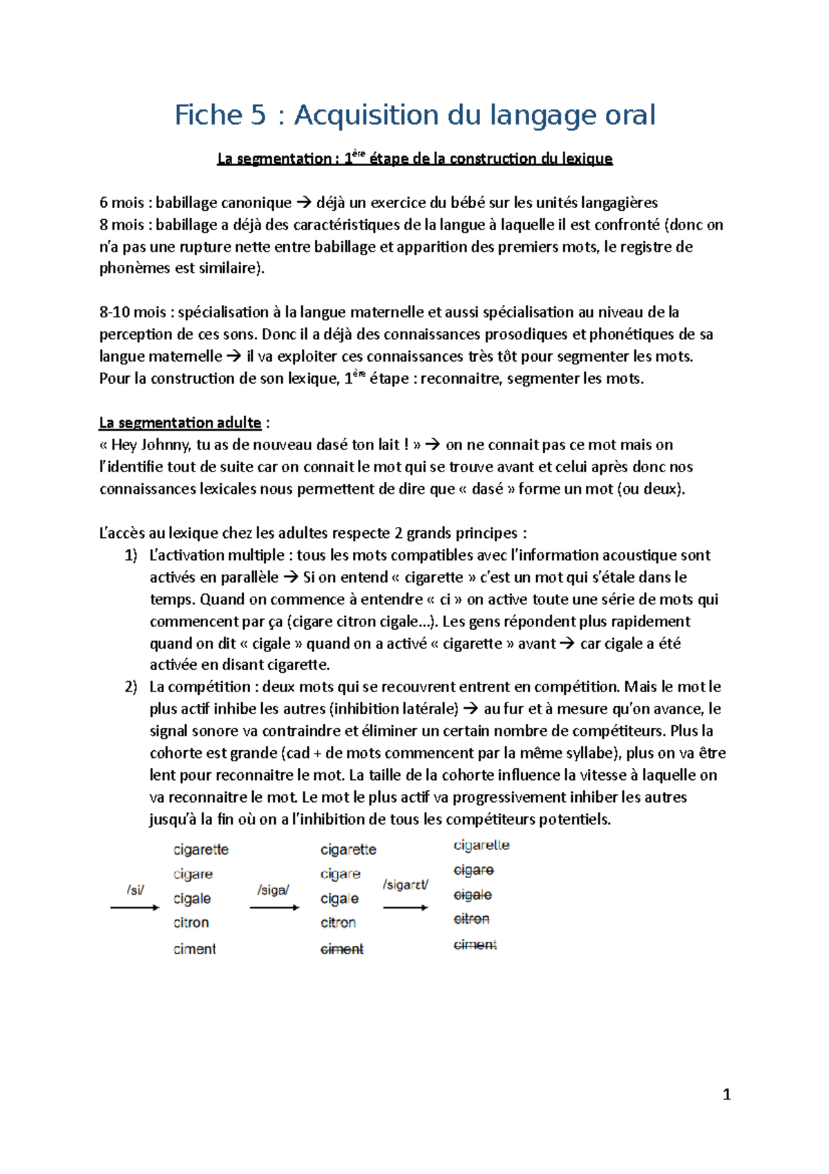 Fiche 5: acquisition du langage oral - Fiche 5 : Acquisition du langage ...