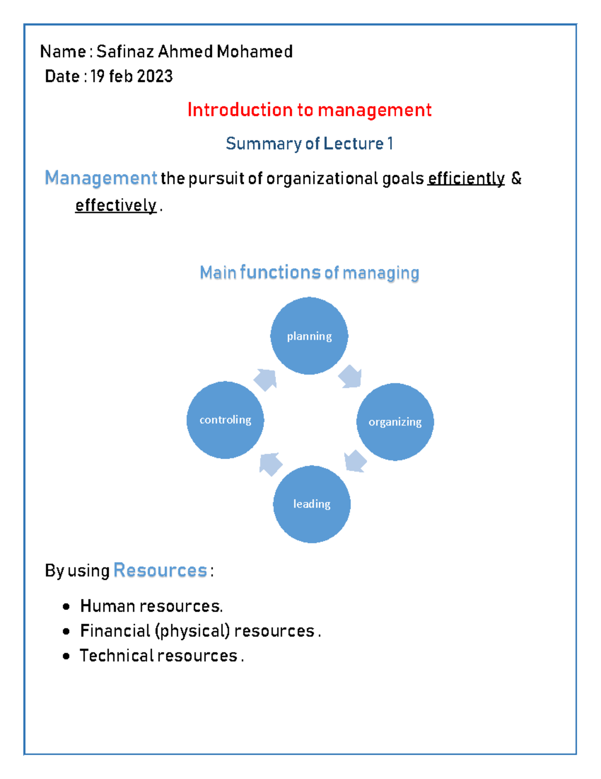 Business Administration Book - Name : Safinaz Ahmed Mohamed Date : 19 ...