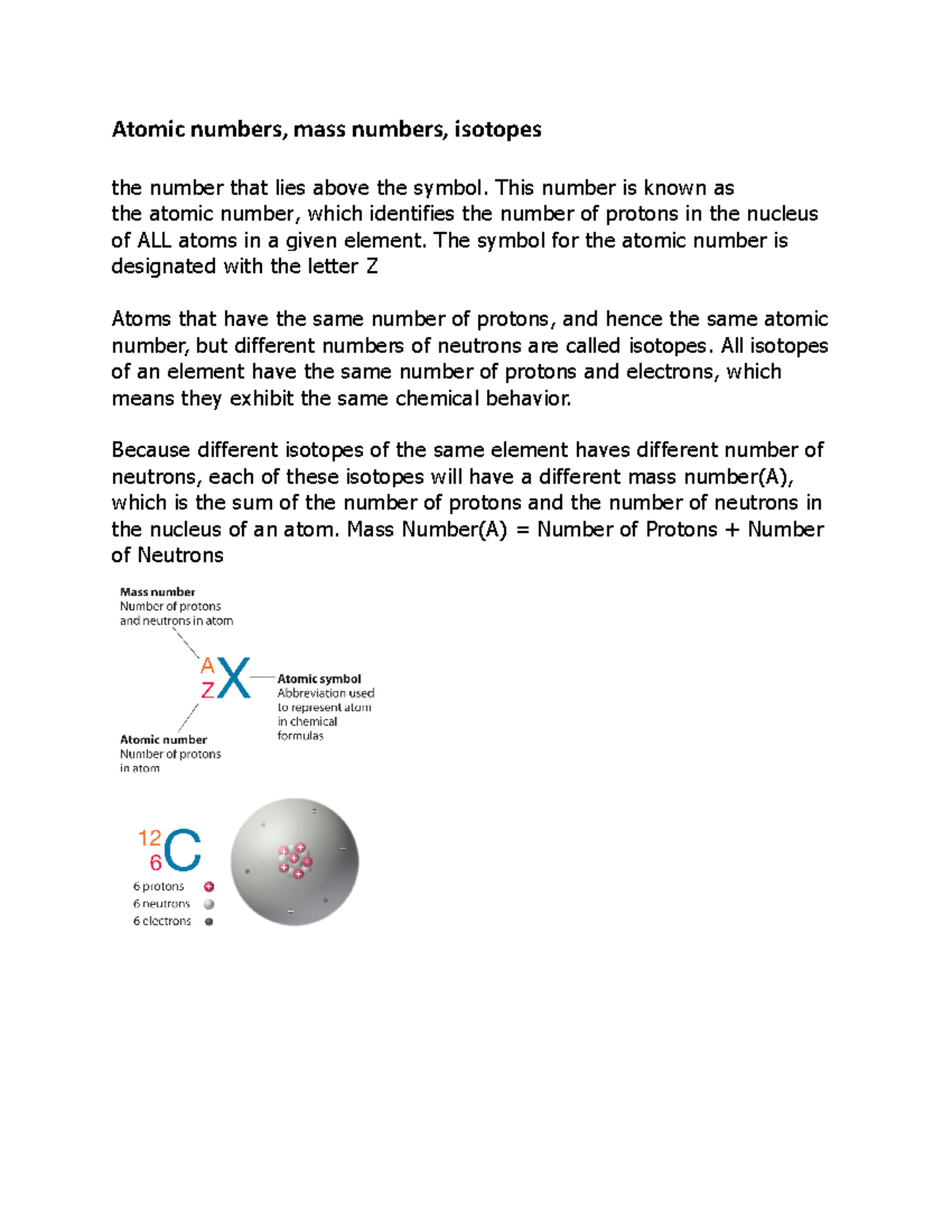 CHEM 1 CHP 2 Revision - atoms and the periodic table - Atomic numbers ...