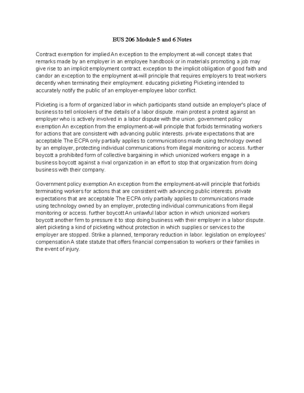 BUS 206 Module 5 and 6 Notes - BUS 206 Module 5 and 6 Notes Contract ...