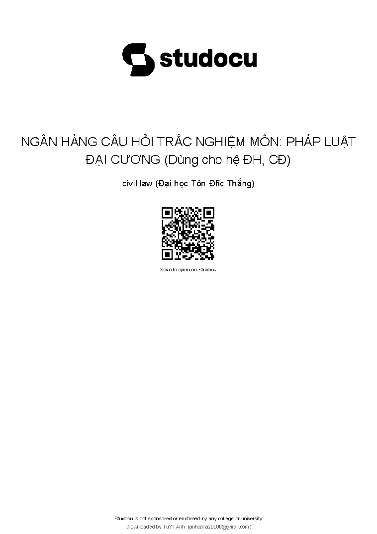 Ngan hang cau hoi trac nghiem mon phap luat dai cuong dung cho he dh cd - NGÂN HÀNG CÂU HỎI TRẮC ...