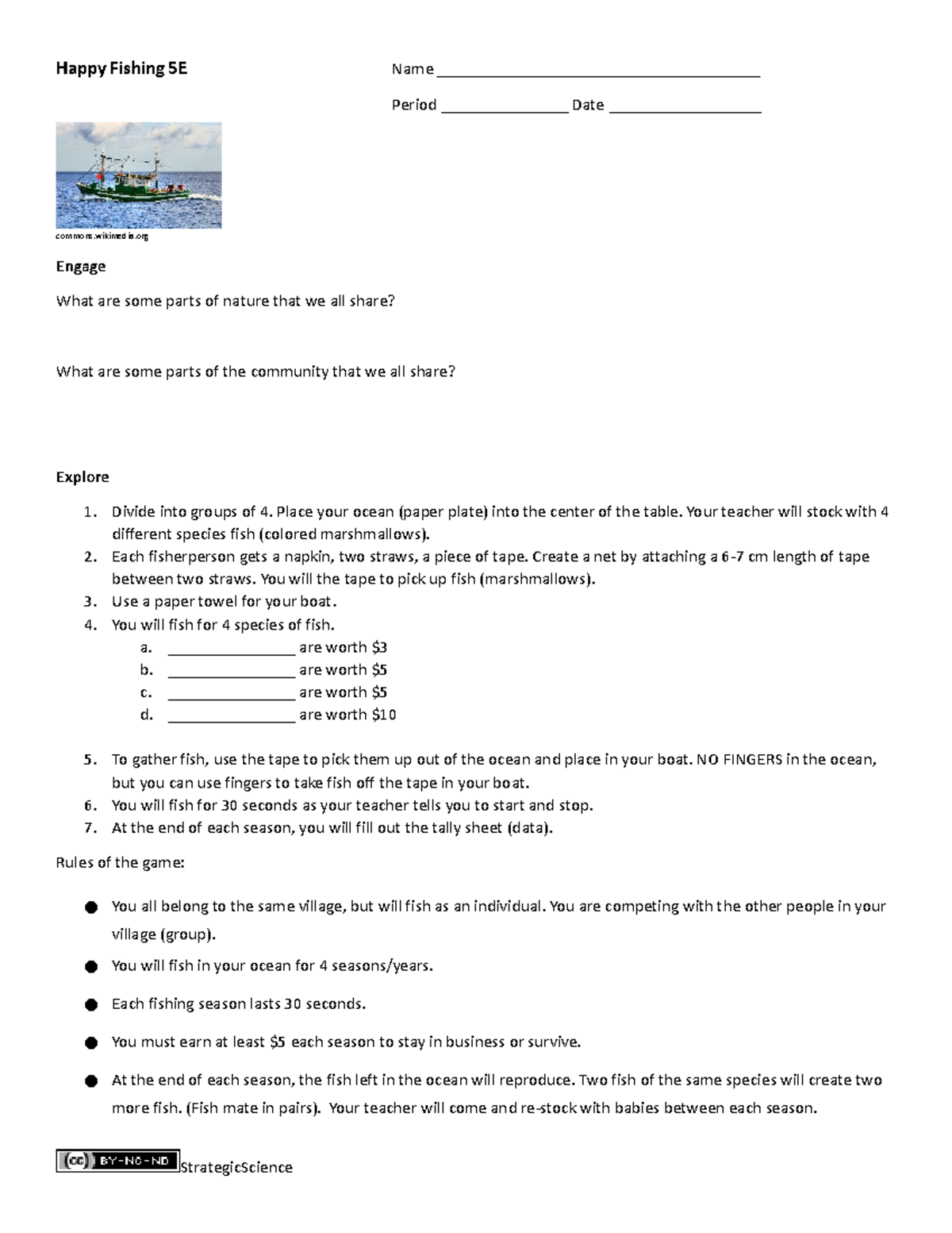 Happy Fishing, Tragedy of Commons - Happy Fishing 5E Name
