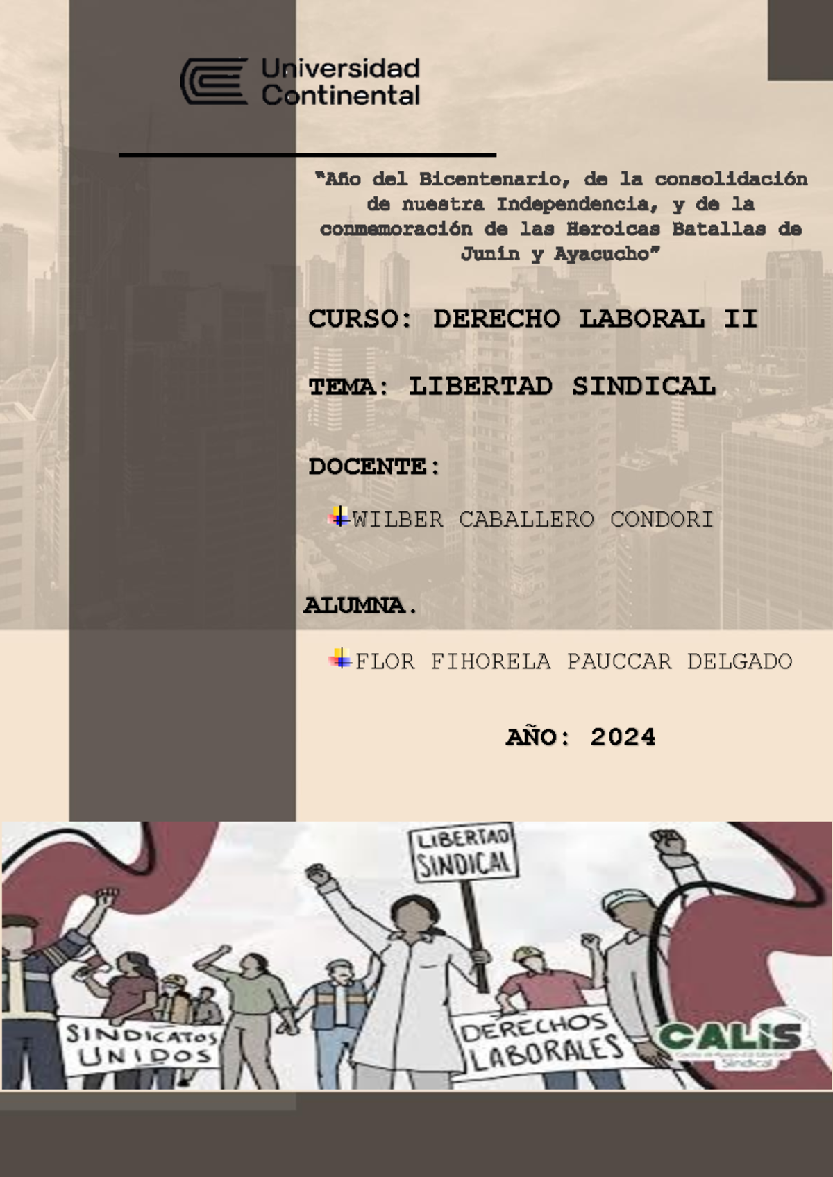 PA1 Derecho Laboral II FLOR Fihorela Pauccar Delgado - CURSO: DERECHO LABORAL II DOCENTE: WILBER ...