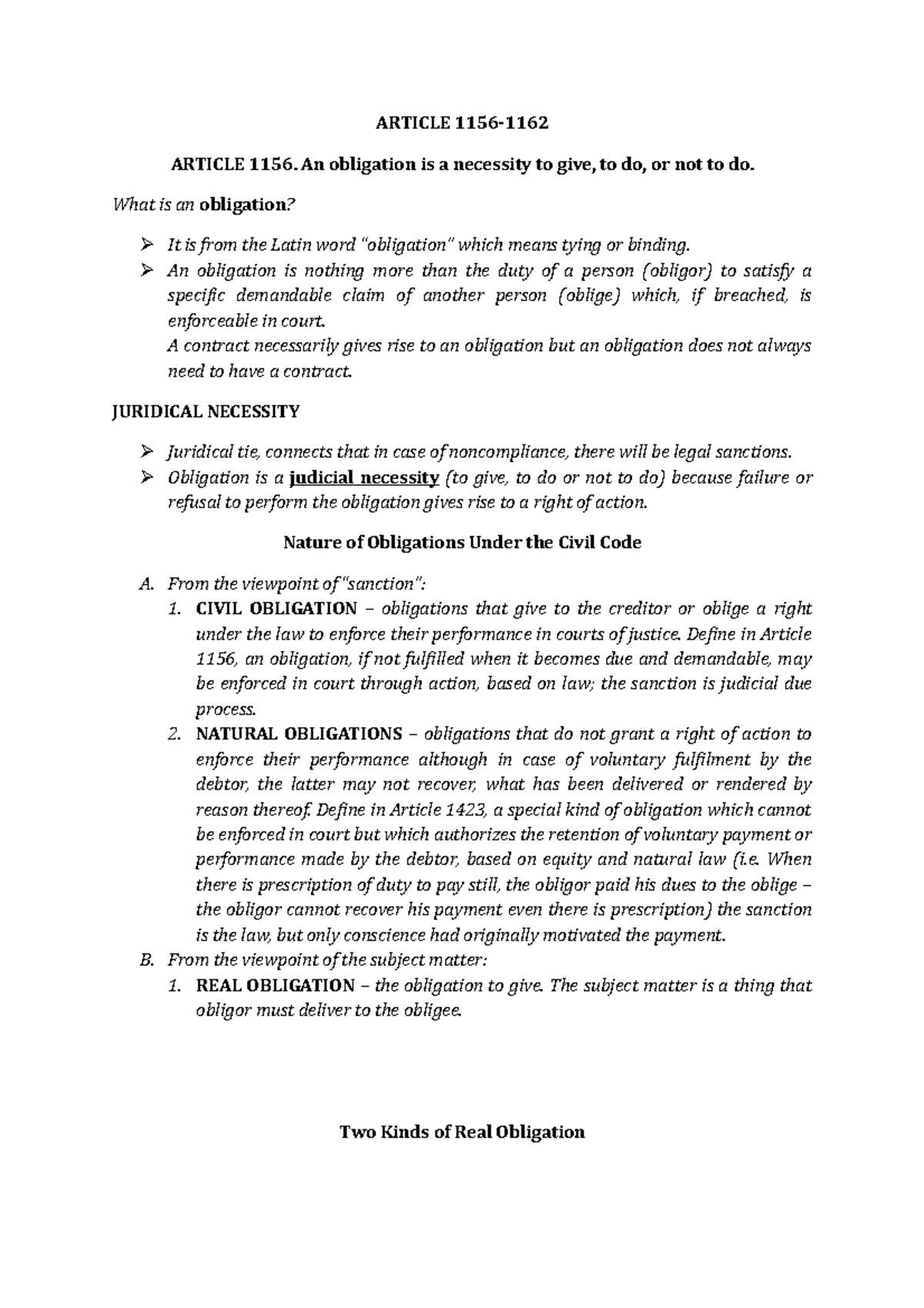 Essentials of Philippines Business Law - Obligations (Article 1156-1162 ...