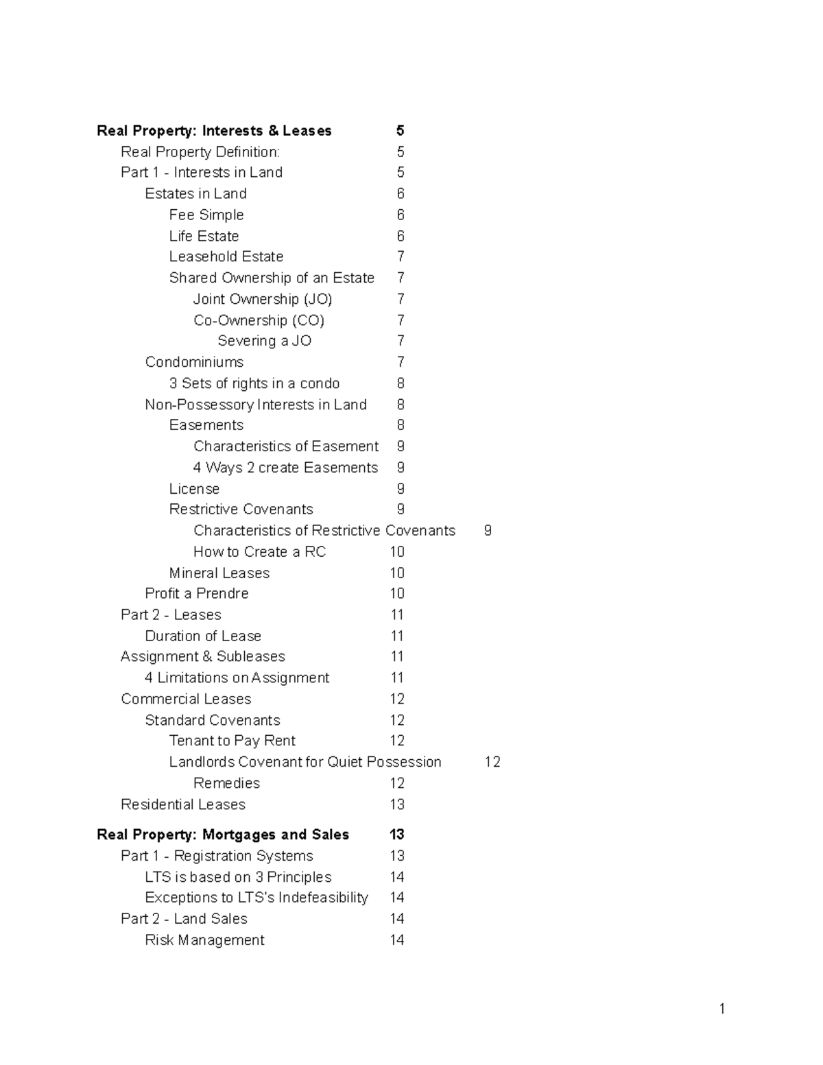 Law603-Notes - Lecture notes ALL - Real Property: Interests & Leases ...