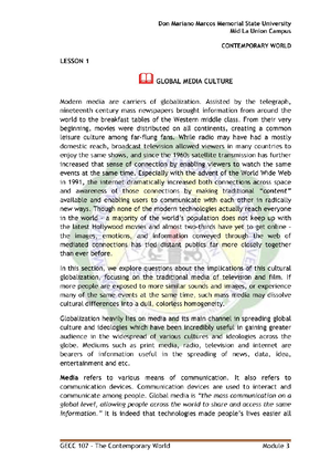 Contemporary world lesson 5 - Studocu
