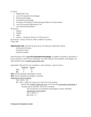 Econ 101 Textbook Notes (Ch 1-5) - Chapter 1: Ten Principles of ...