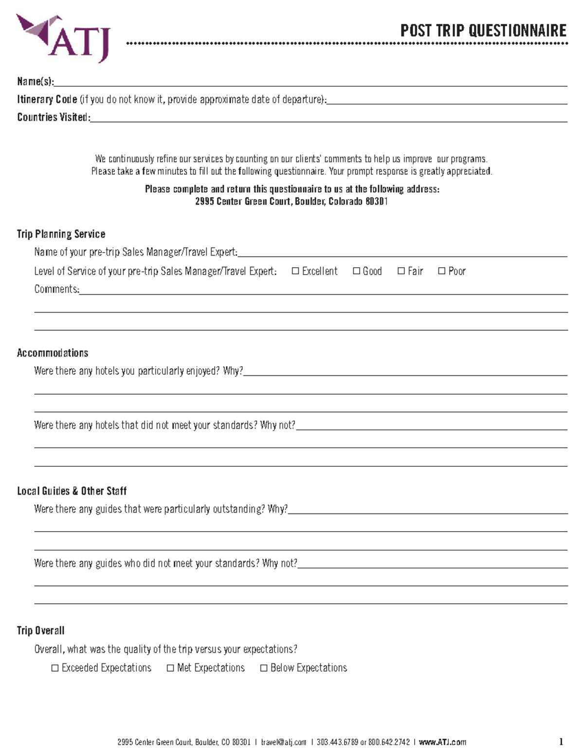 Posttripsurvey 2016 0 - the post trip survey helps students to learn ...