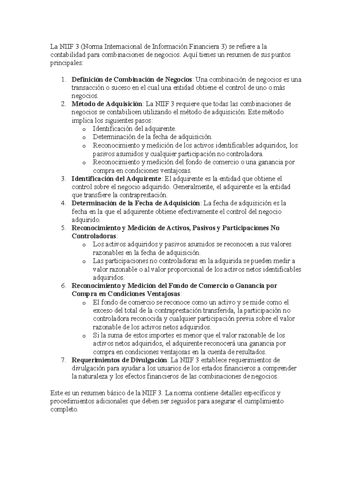 La NIIF 3 resumen - estudio - La NIIF 3 (Norma Internacional de ...