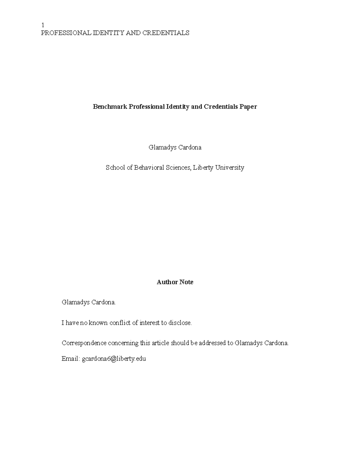 Professional Identity Paper - PROFESSIONAL IDENTITY AND CREDENTIALS ...