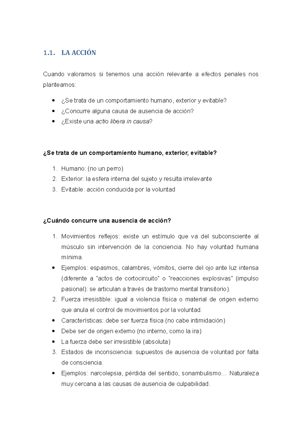 Tema 5.1. La acción - 1. LA ACCIÓN Cuando valoramos si tenemos una ...