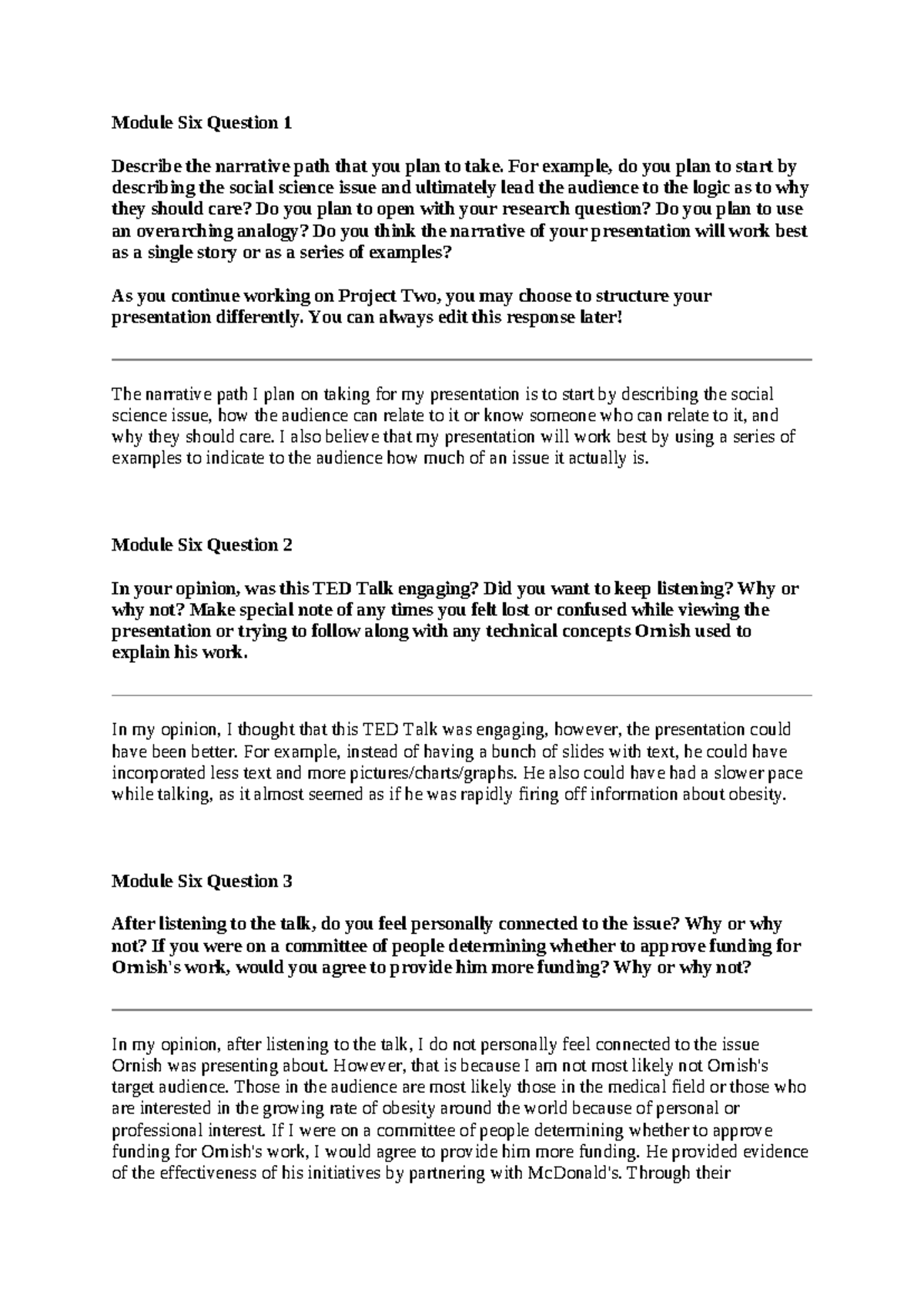 Module Six Short Responses - Module Six Question 1 Describe the ...
