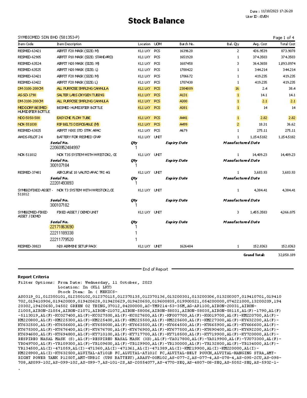 Inventory - study purpose - Stock Balance SYMBIOMED SDN BHD (581353-P ...