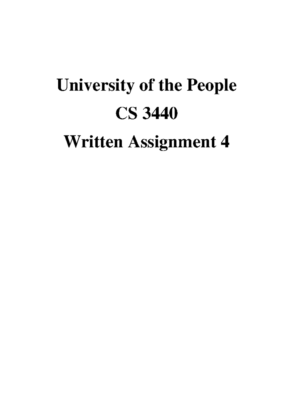 CS 3440 written ass 4 - University of the People CS 3440 Written Assignment 4 Querying a big ...