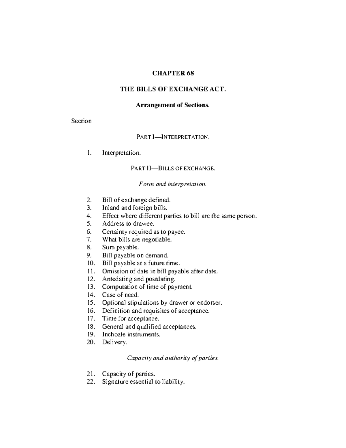 Bills OF Exchange ACT - Notes - CHAPTER 68 THE BILLS OF EXCHANGE ACT ...
