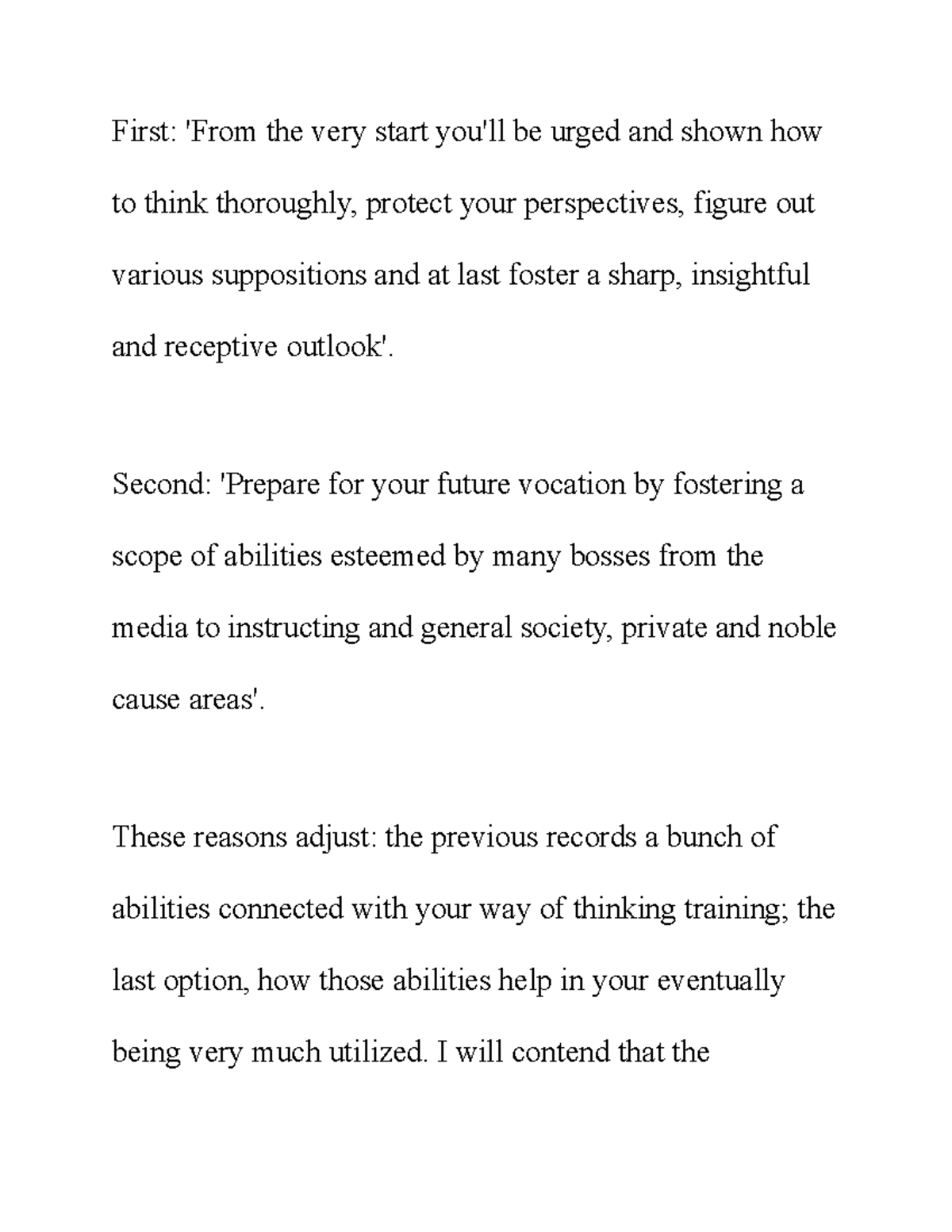 Receptive outlook - Second: 'Prepare for your future vocation by ...
