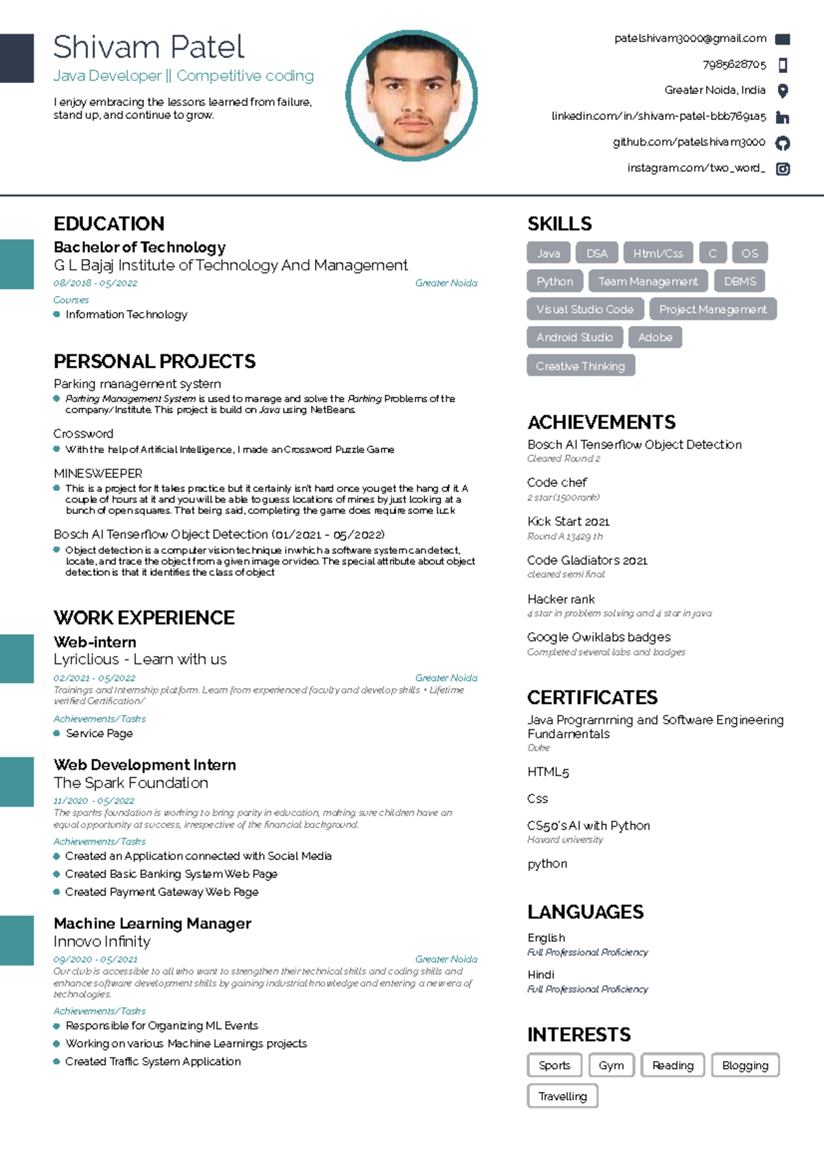 Shivam resume - wnn2nnesndd - Shivam Patel Java Developer ...