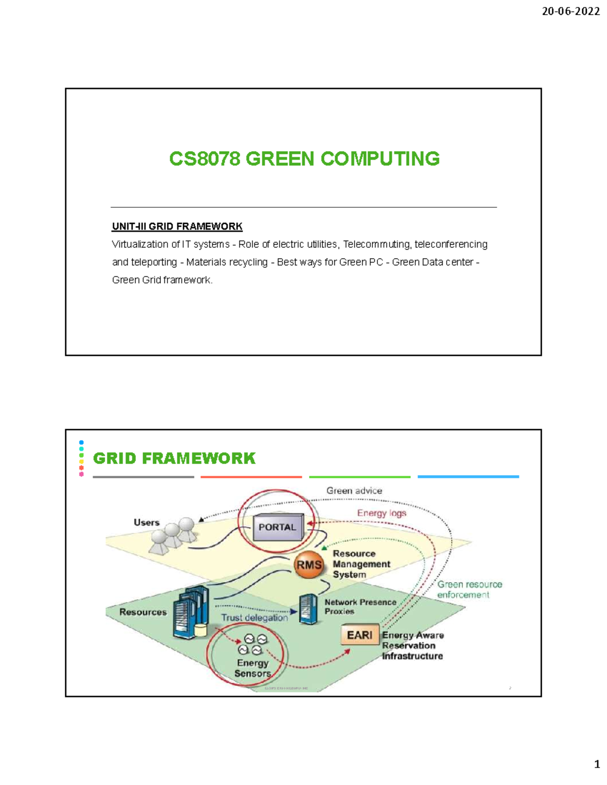 CS8078 Green computing - CS8078 GREEN COMPUTING UNIT-III GRID FRAMEWORK Virtualization of IT ...