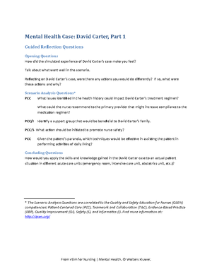 Mental Health David Carter Part 1 DA - Mental Health Case: David Carter, Part 1 Documentation ...