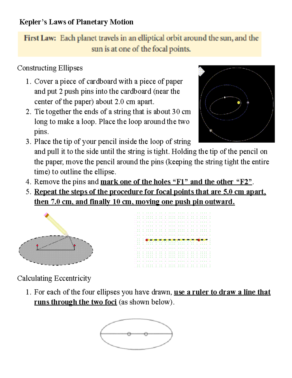 Kepler's Law lab - Webquest/Assignment on Physics Earth Space Science ...