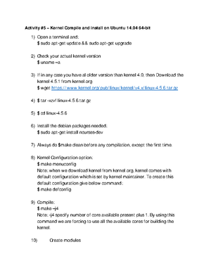 UAG2017 01- ELinux - Activity#4 - Activity #4 – How to debug C Program using gdb Write a sample ...