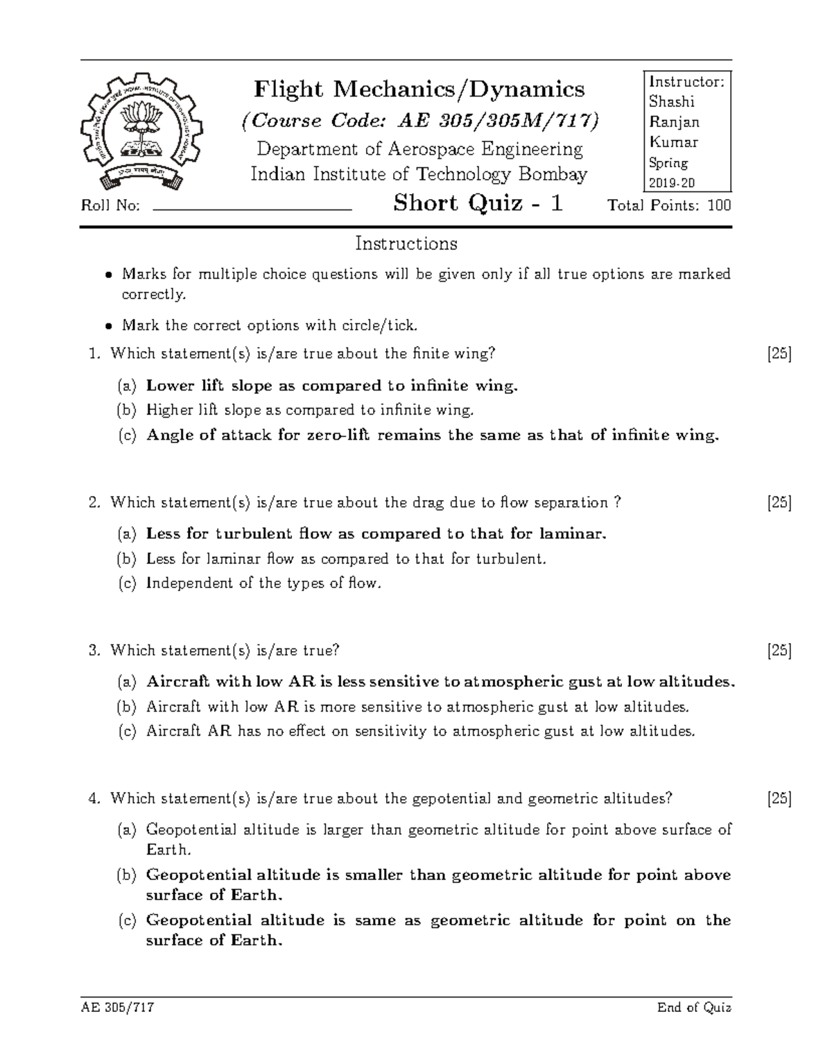 Quiz 14 January 2020, questions and answers - Flight Mechanics/Dynamics ...