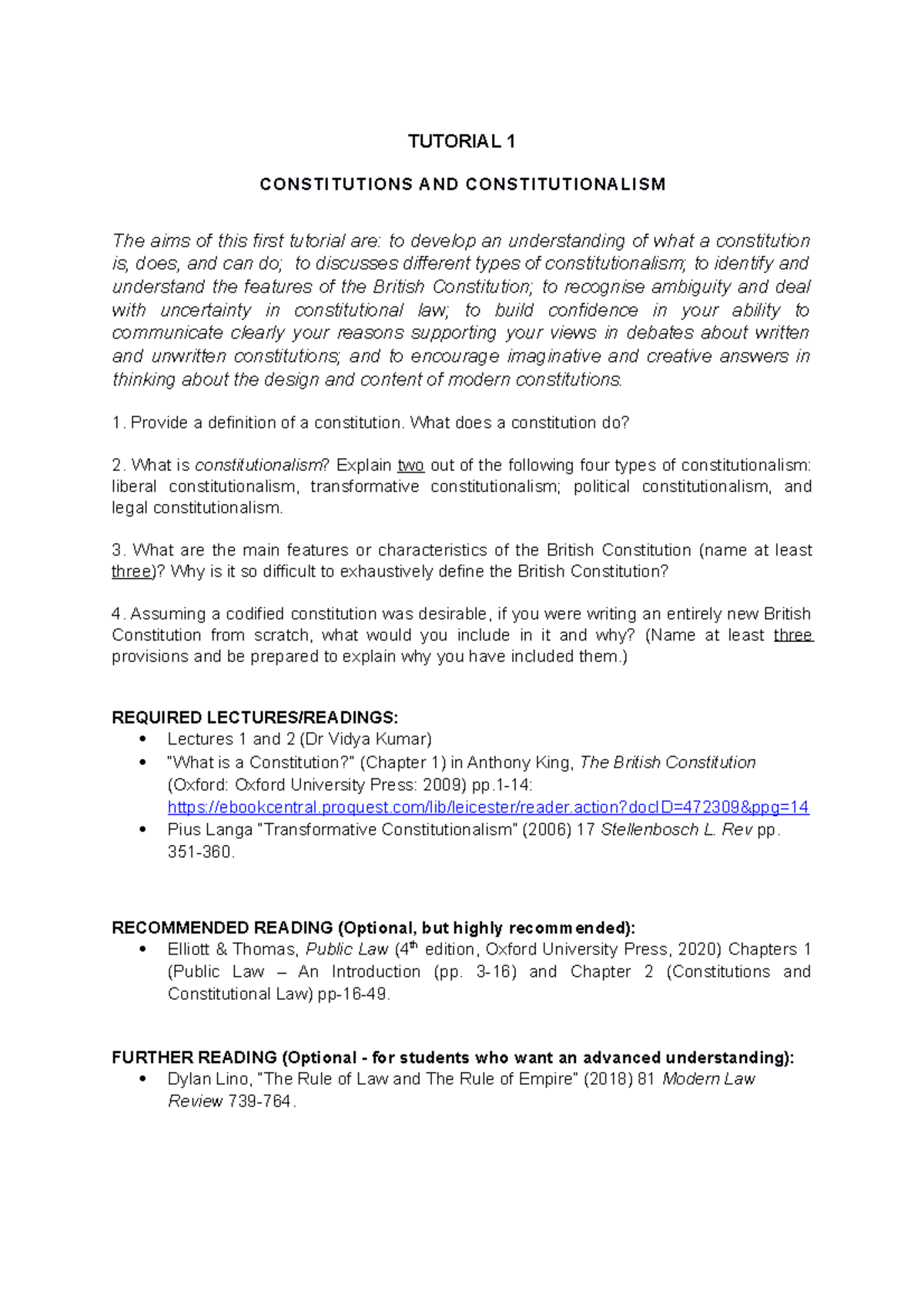 Tutorial 1 - Con and Ad (2022-2023) Final - TUTORIAL 1 CONSTITUTIONS AND CONSTITUTIONALISM The ...