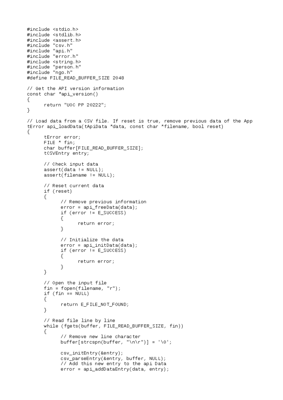 Api - PR1 - Primavera 2023 Código práctica api.c - #include #include #include #include - Studocu
