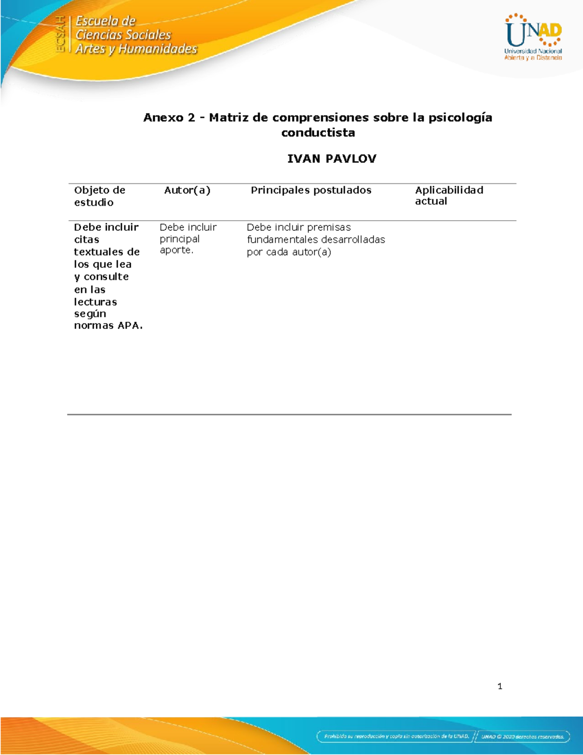 Anexo 2 - Matriz de comprensiones sobre la psicología conductista - psicología - Anexo 2 ...
