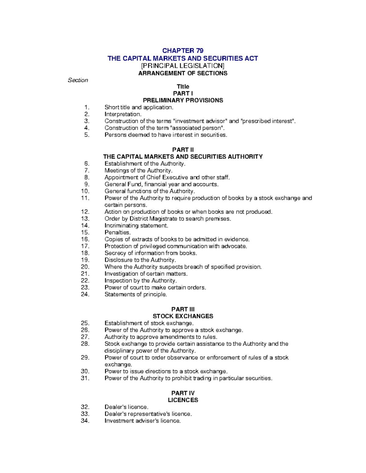 The Capital Markets and Securities Act, Cap 79 - CHAPTER 79 THE CAPITAL ...