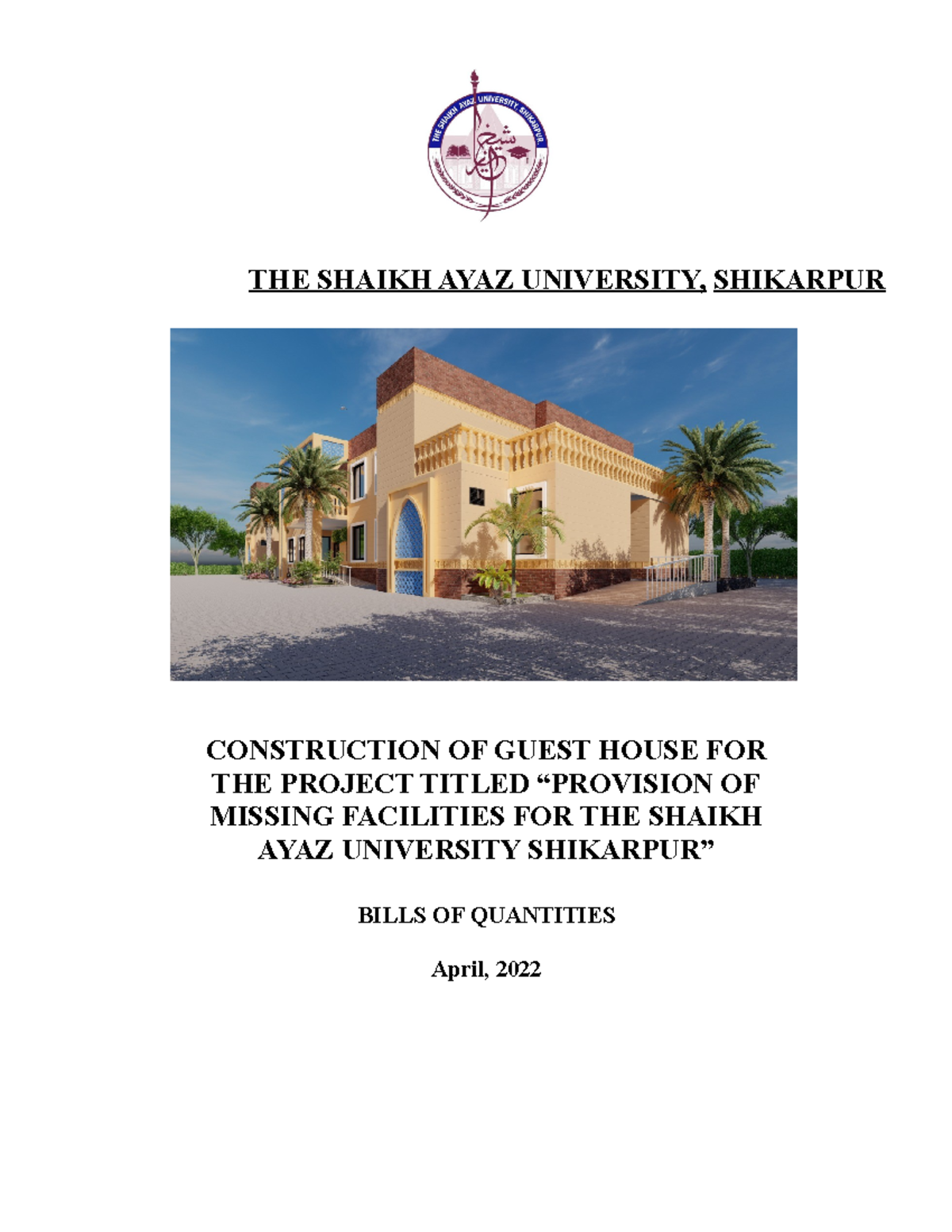 BOQ-Guest-House - Sample BOQ - THE SHAIKH AYAZ UNIVERSITY, SHIKARPUR ...