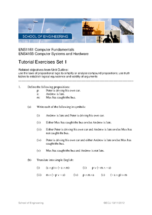 Assignment 3 - SCHOOL OF ENGINEERING ENS1161 COMPUTER FUNDAMENTALS ...