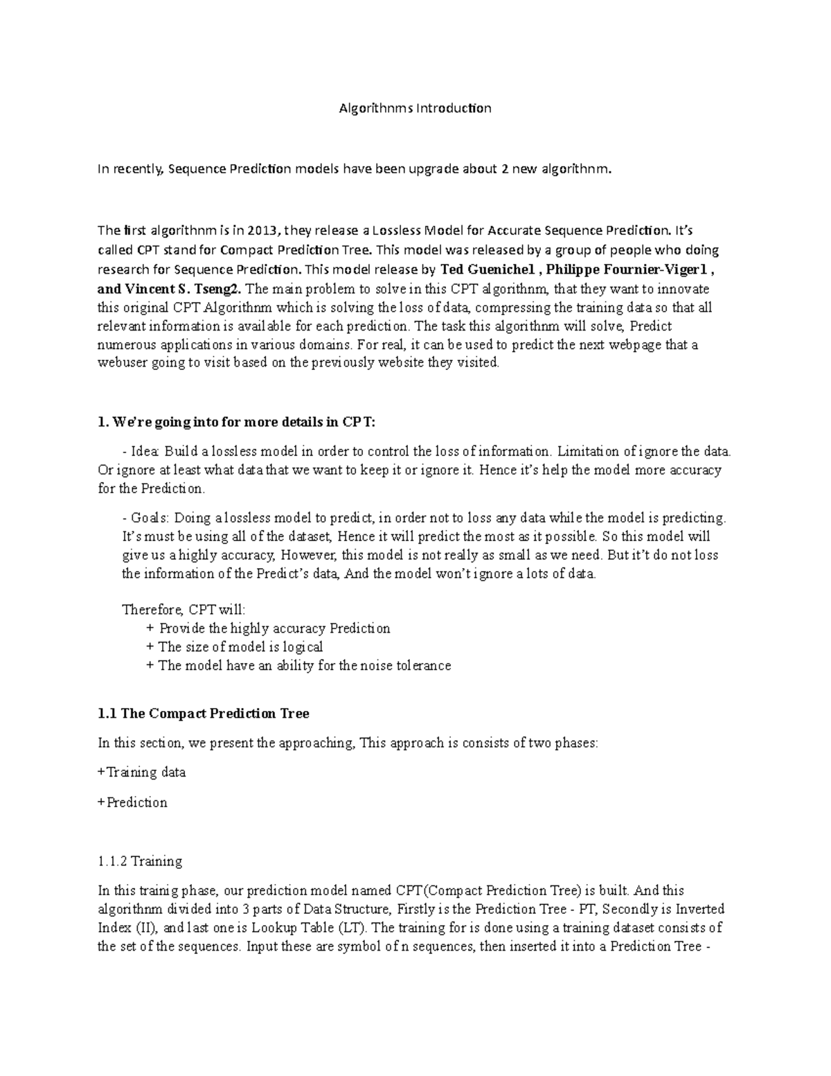 Algorithnm Introduction - The first algorithnm is in 2013, they release ...