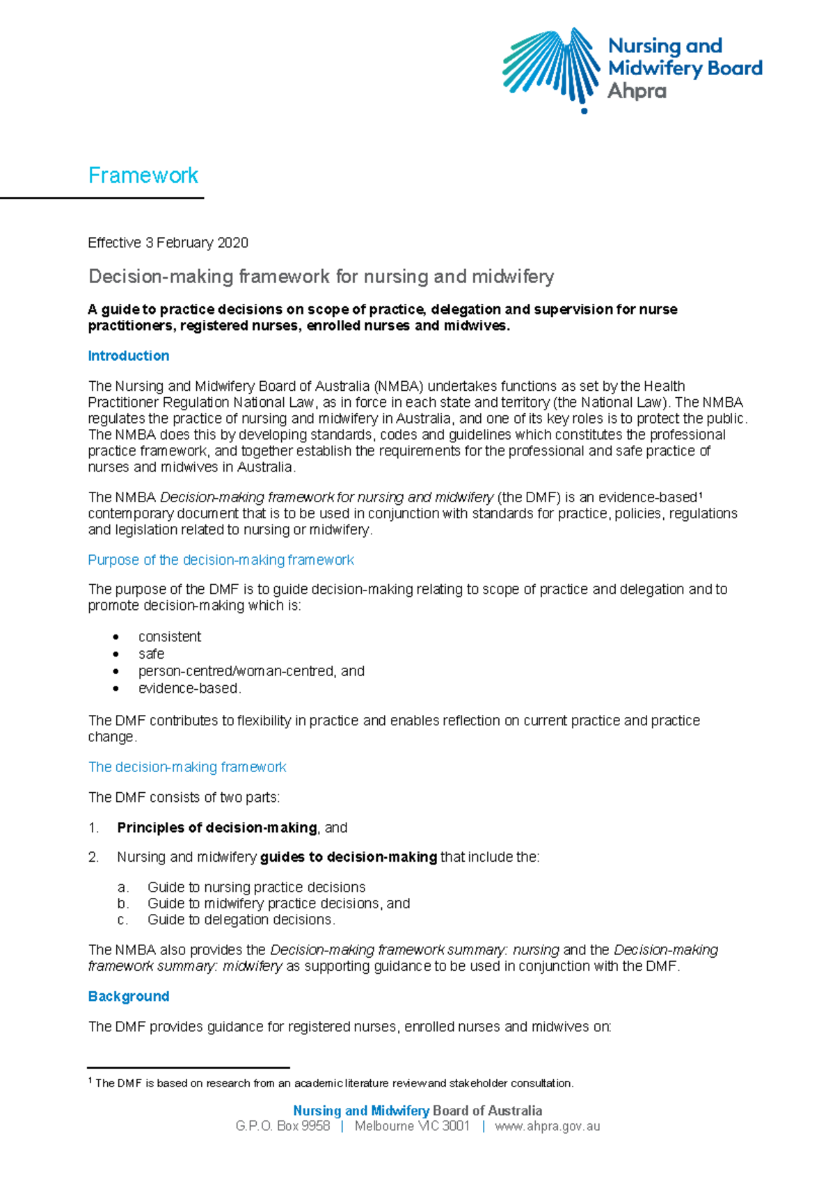 NMB Decision-making-framework - Nursing and Midwifery Board of ...