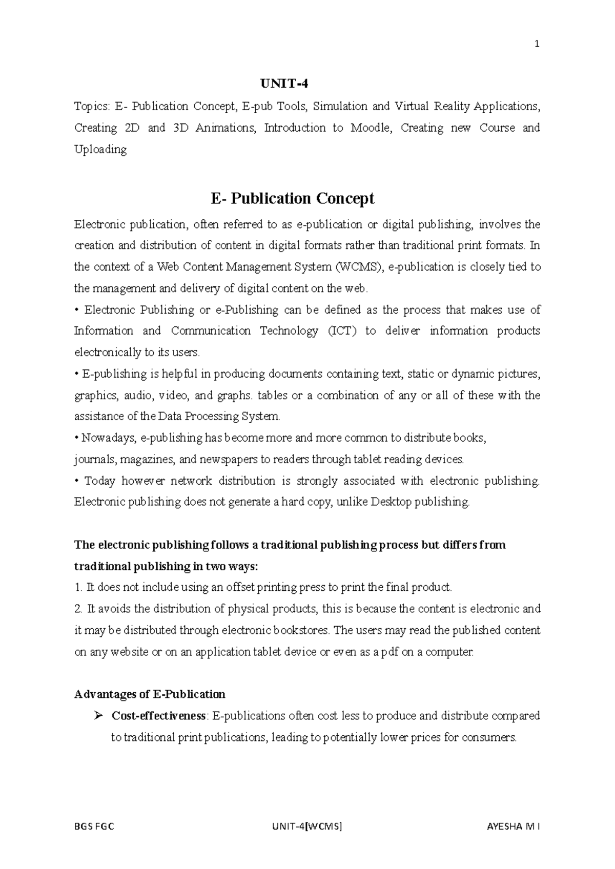 Wcms unit-4-1 - It's a WCMs notes - UNIT- 4 Topics: E- Publication ...