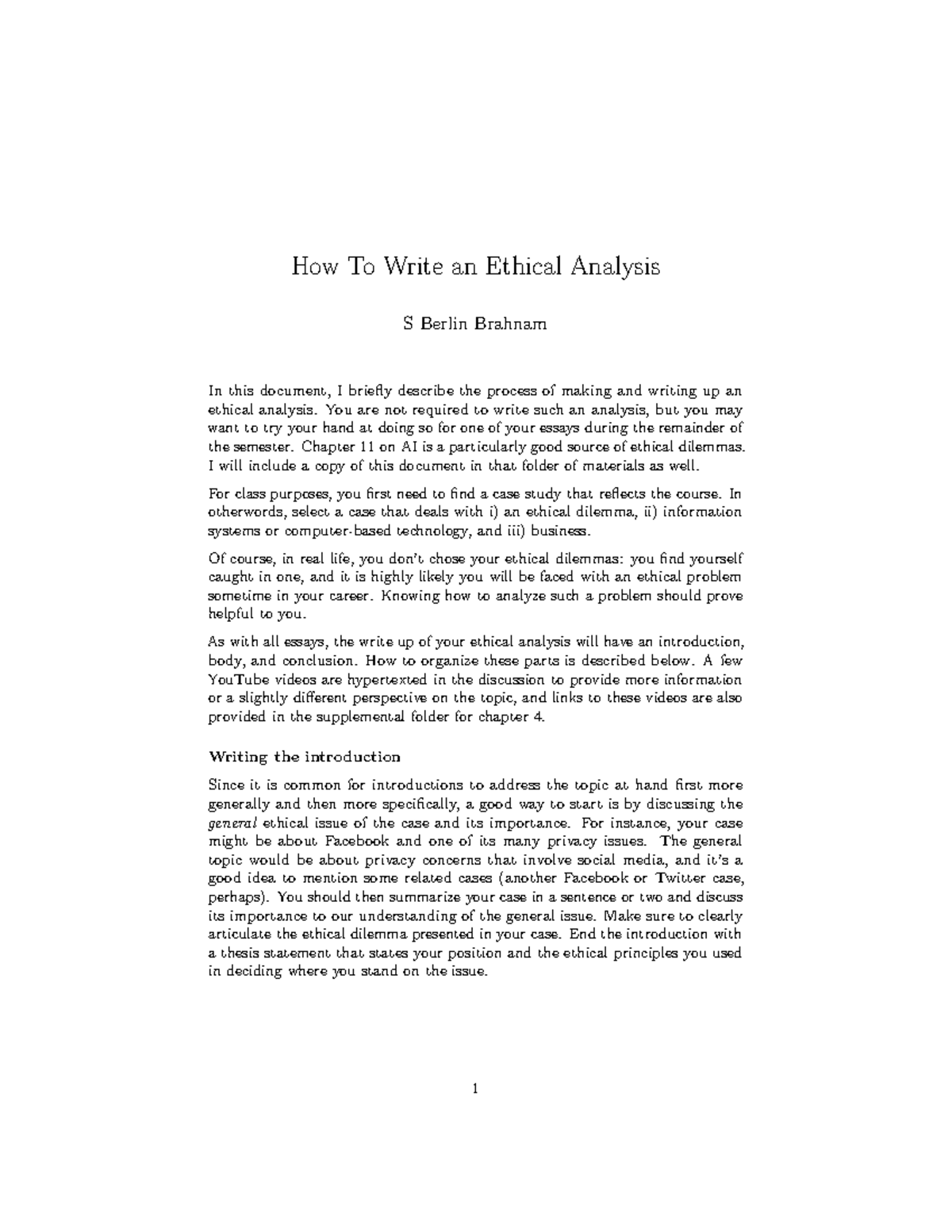 How to write an ethical analysis - How To Write an Ethical Analysis S ...