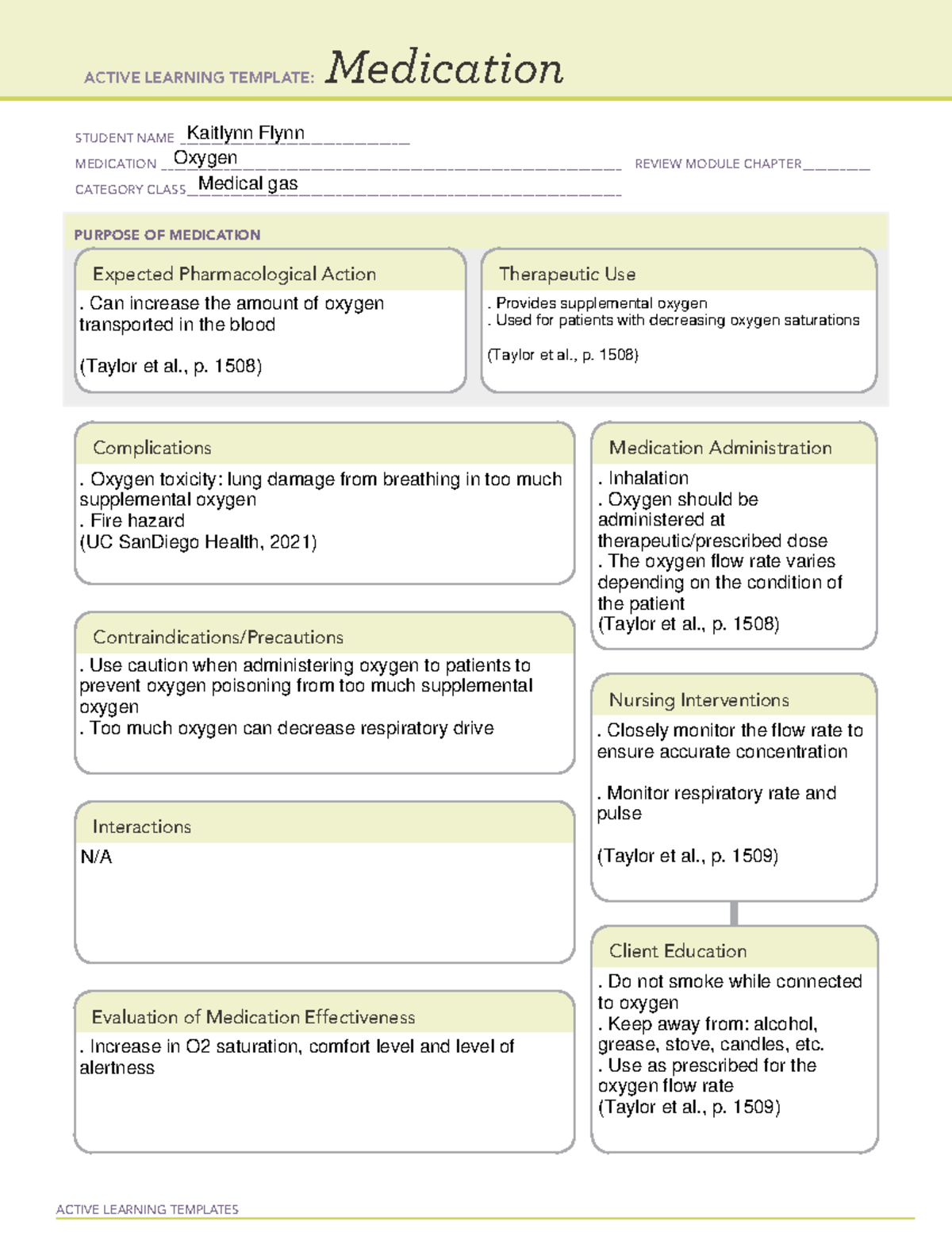 ATI Medication - Oxygen - ACTIVE LEARNING TEMPLATES Medication STUDENT ...