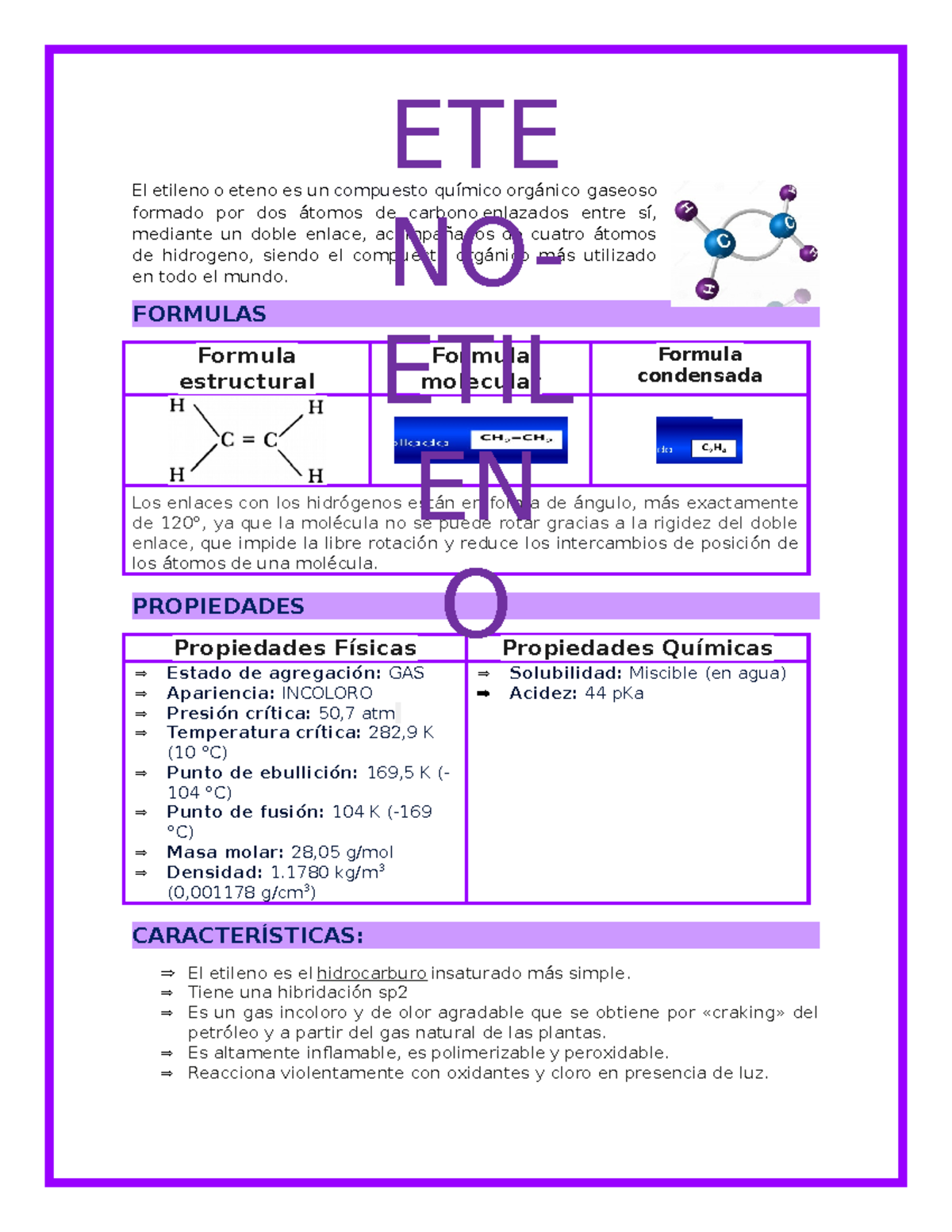 Etileno GUIA - El etileno o eteno es un compuesto químico orgánico ...
