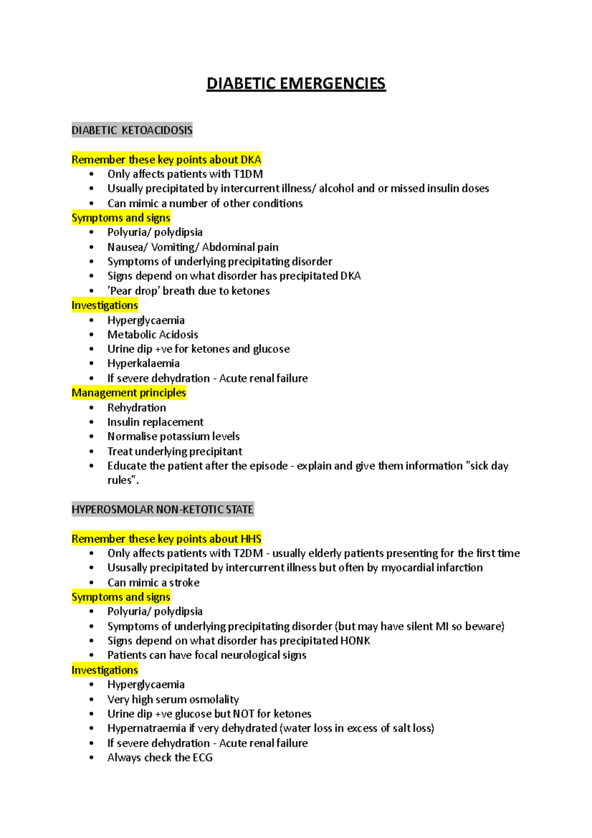 Diabetic Emergencies - DIABETIC EMERGENCIES DIABETIC KETOACIDOSIS ...