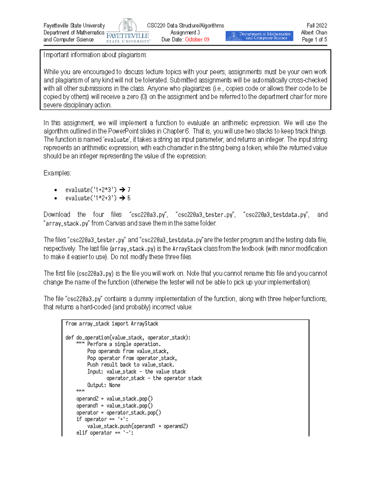 Csc220a3-202260 - 162manual - Department of Mathematics Assignment 3 ...