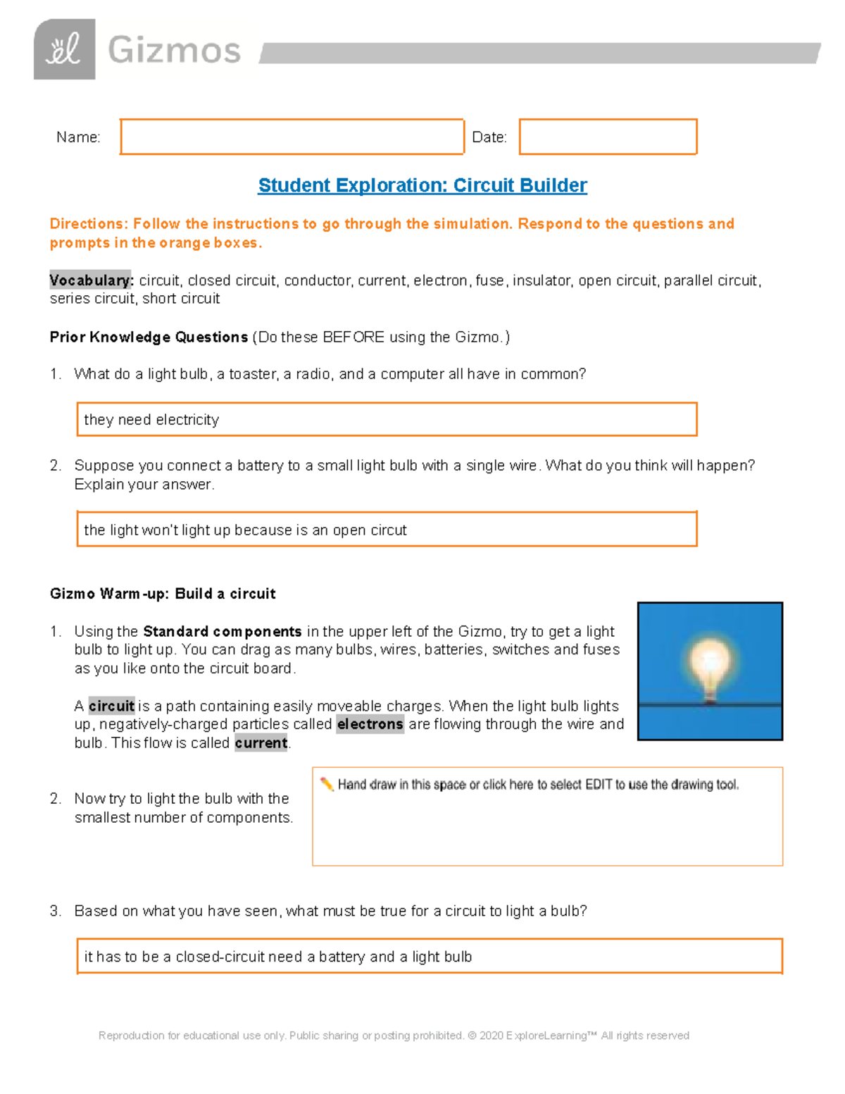 Alexander Smith - Gizmo - 3797930 - Name: Date: Student Exploration ...