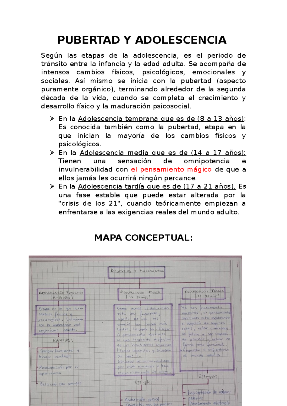 Pubertad Y Adolescencia - PUBERTAD Y ADOLESCENCIA Según las etapas de ...