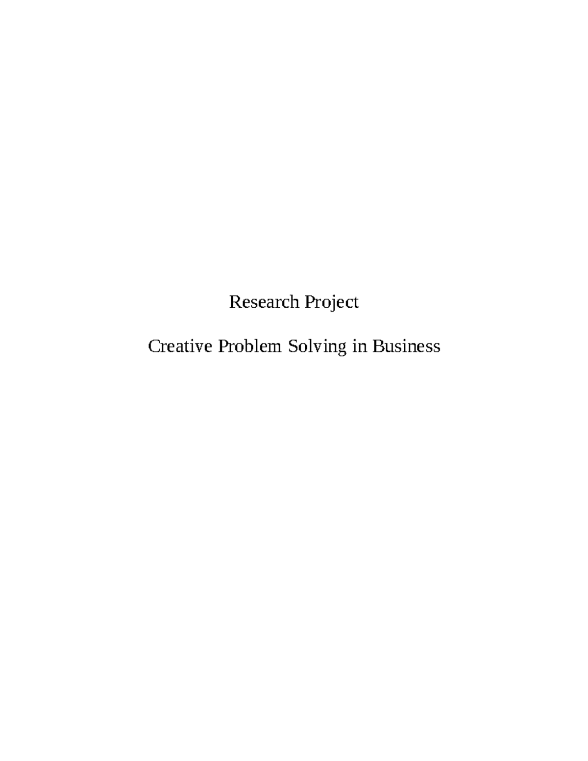 Research Project - Google Docs - Research Project Creative Problem ...