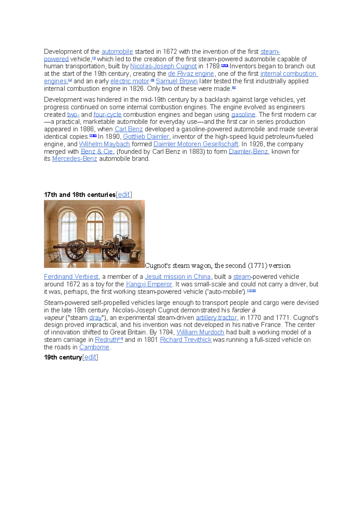 Marketingproject - Development of the automobile started in 1672 with ...