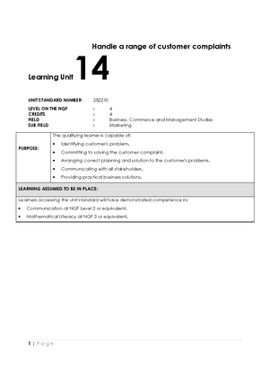 Explain the principles of computer networks - Learning Unit 3 UNIT STANDARD NUMBER : 14913 LEVEL ...