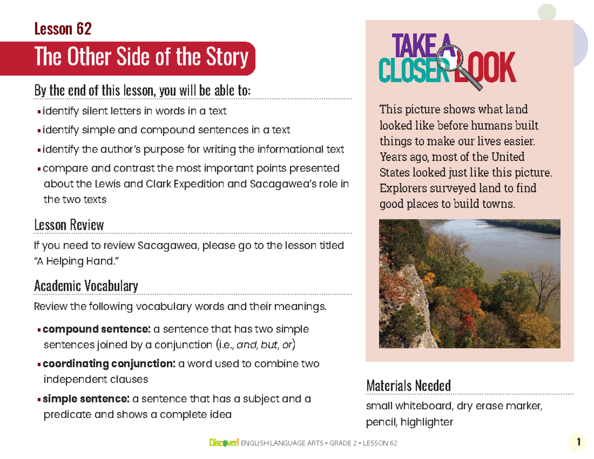 G2L62 ELA WT - Workbook text - Lesson 62 The Other Side of the Story By ...