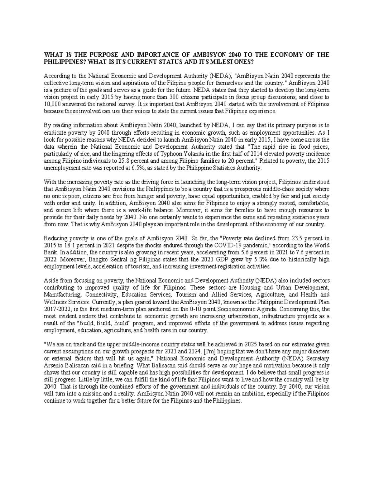 Importance of AmBisyon 2040 - WHAT IS THE PURPOSE AND IMPORTANCE OF ...